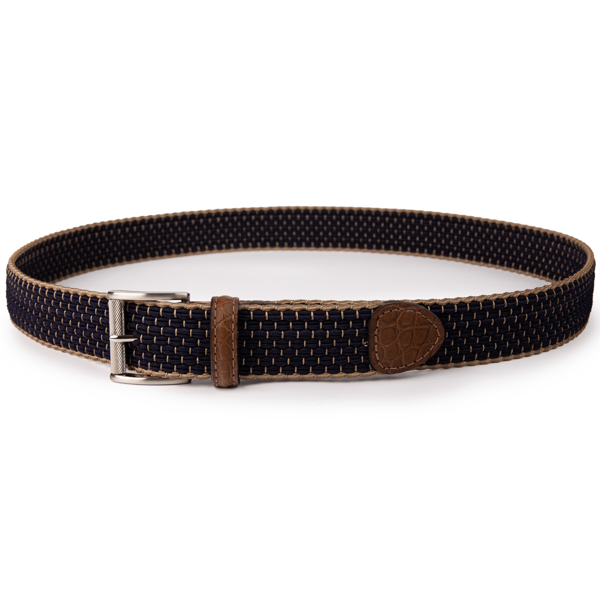 Dotted Braid Belt - Navy Alligator Trim | LEN Lifestyle