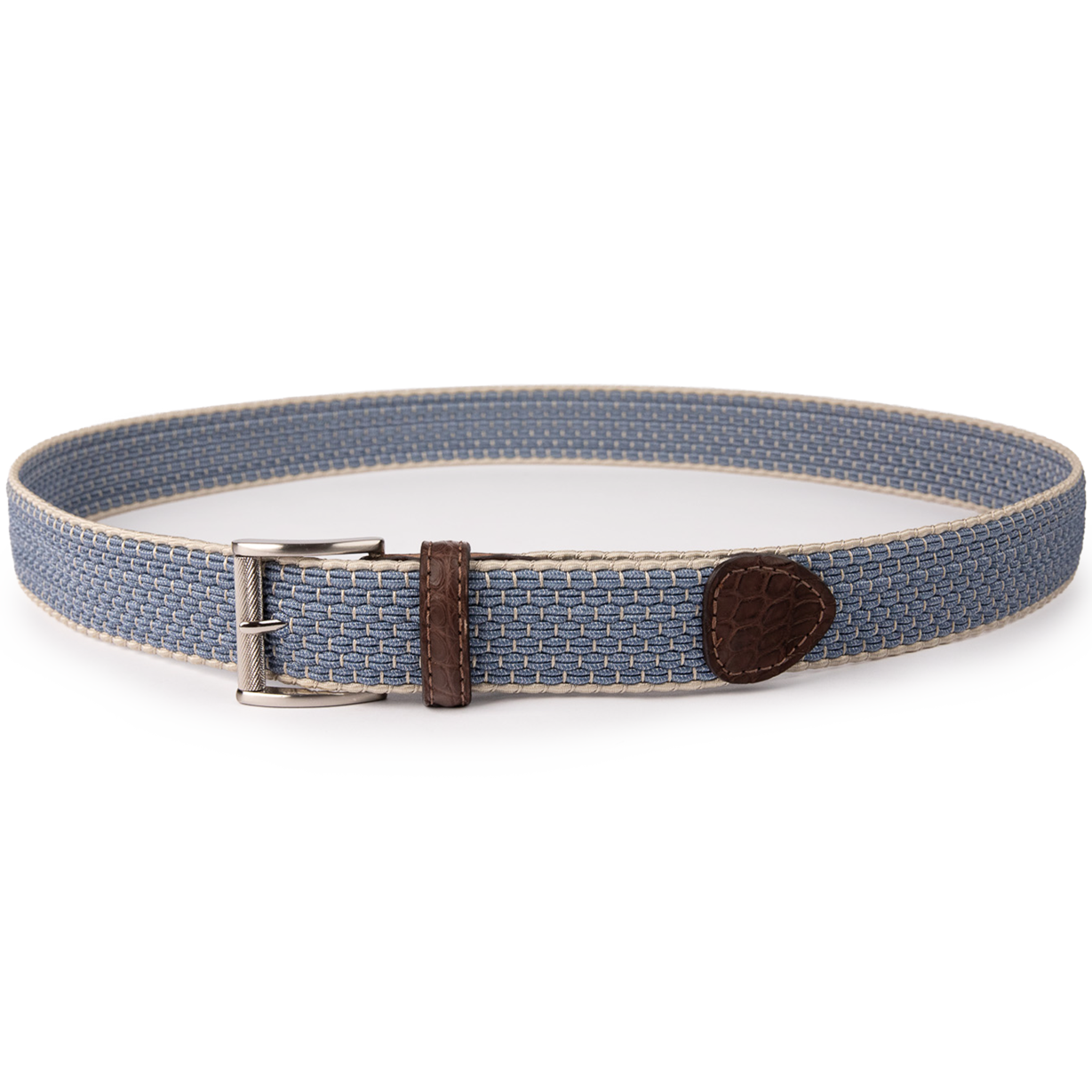 Dotted Braid Belt Sky Blue | Luxury Handmade Leather